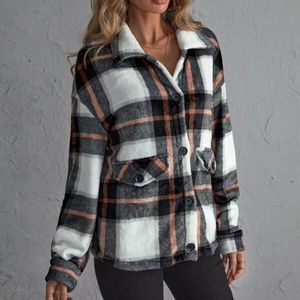 BellanBlue | Tops | Cozy Plaid Teddy Boyfriend Jacket Oversized Shacket ...